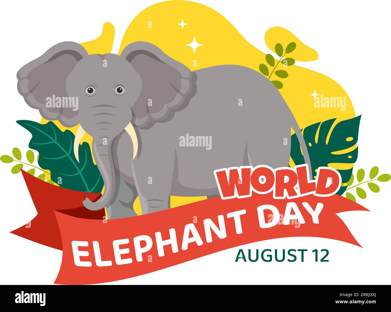 World Elephant Day Vector Illustration on 12 August with Elephants ...