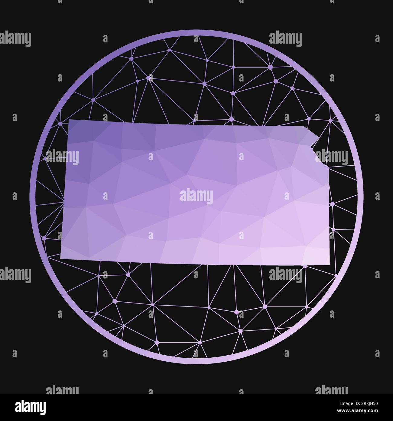 Kansas icon. Vector polygonal map of the US state. Kansas icon in ...