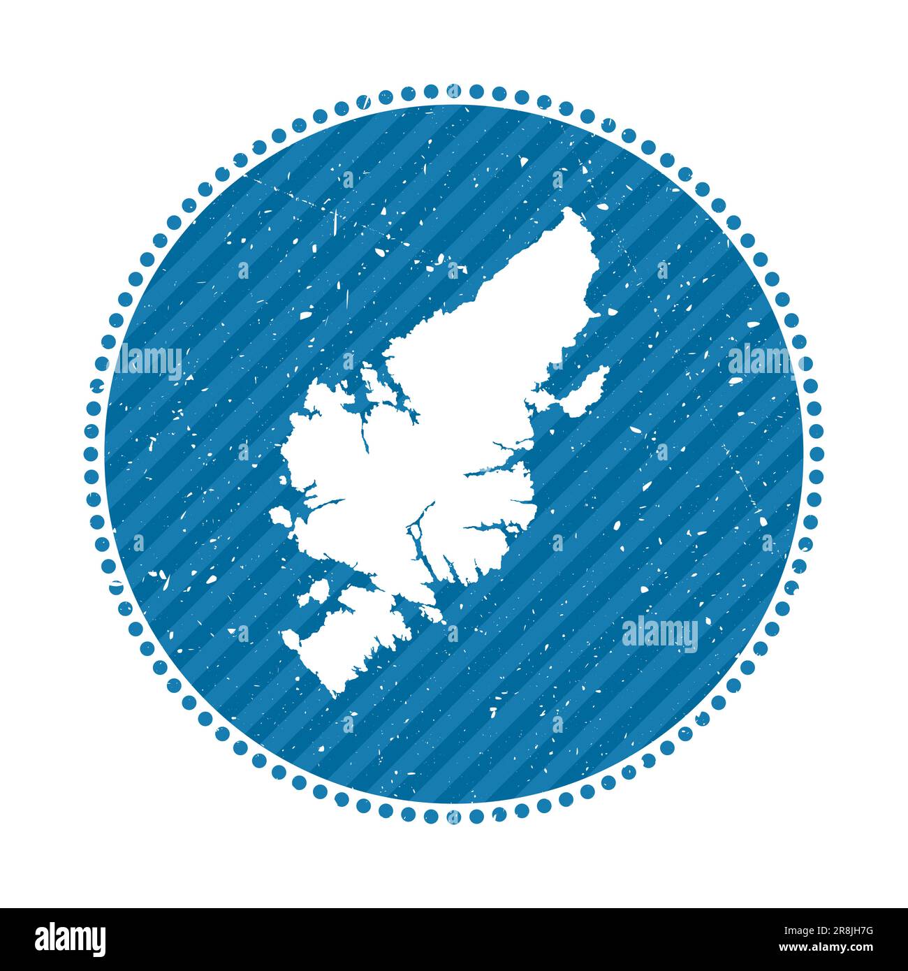 Lewis and Harris striped retro travel sticker. Badge with map of island ...