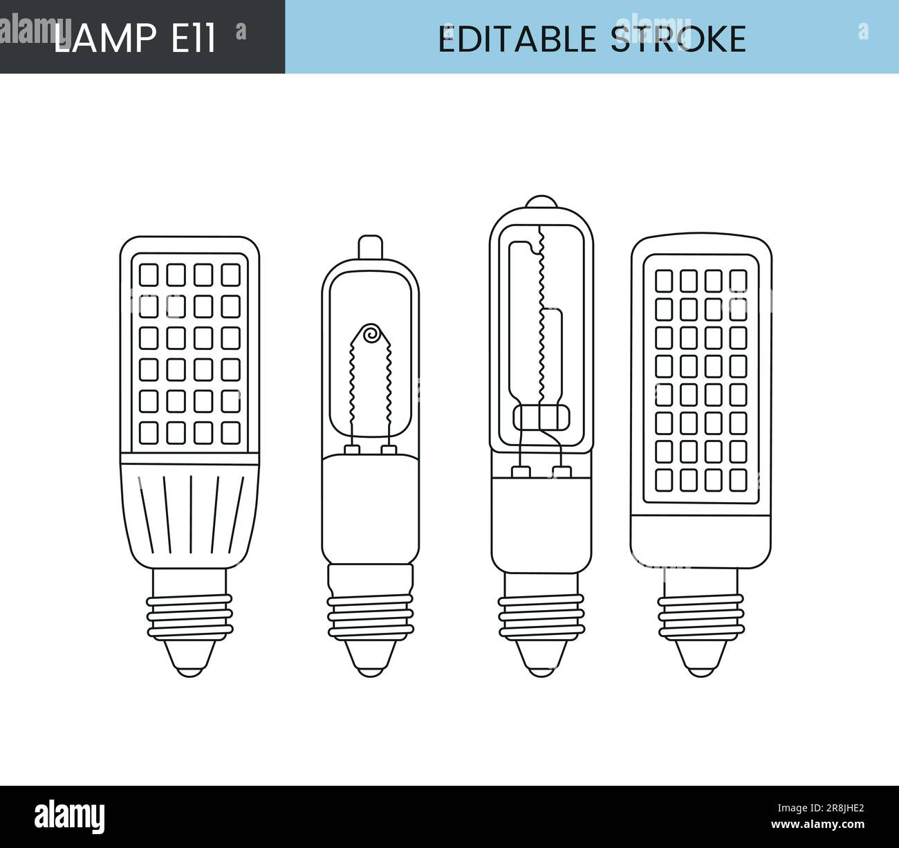 Vector line icon set depicting lamps with E11 base Stock Vector Image ...