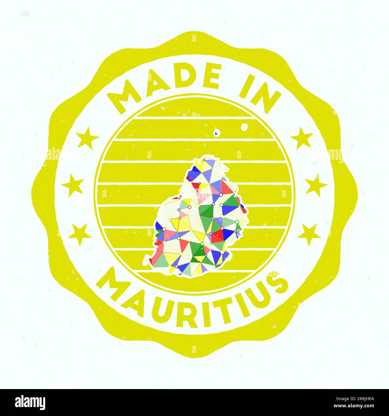 Made in Mauritius. Island round stamp. Seal of Mauritius with border ...