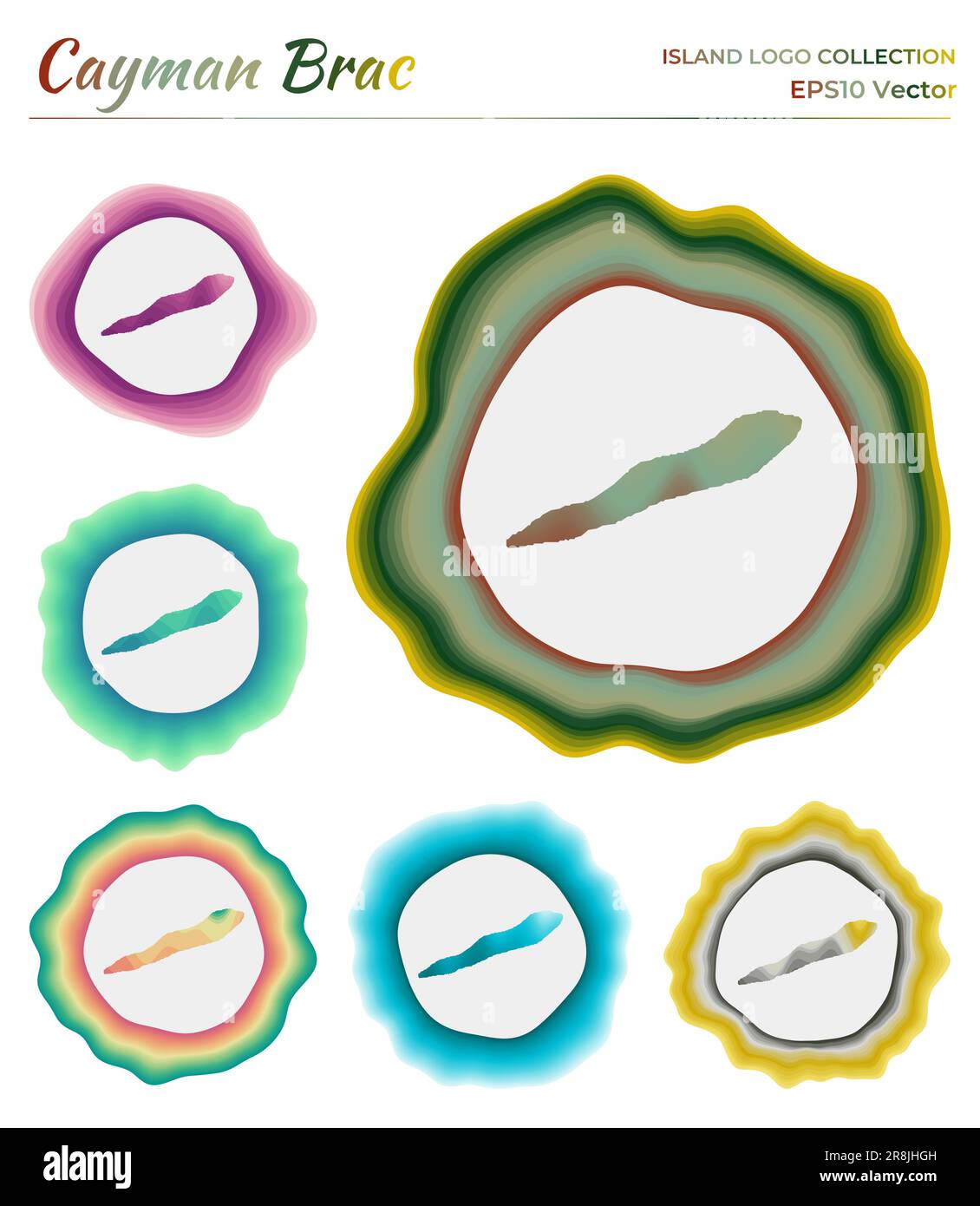 Cayman Brac logo collection. Colorful badge of the island. Layers ...