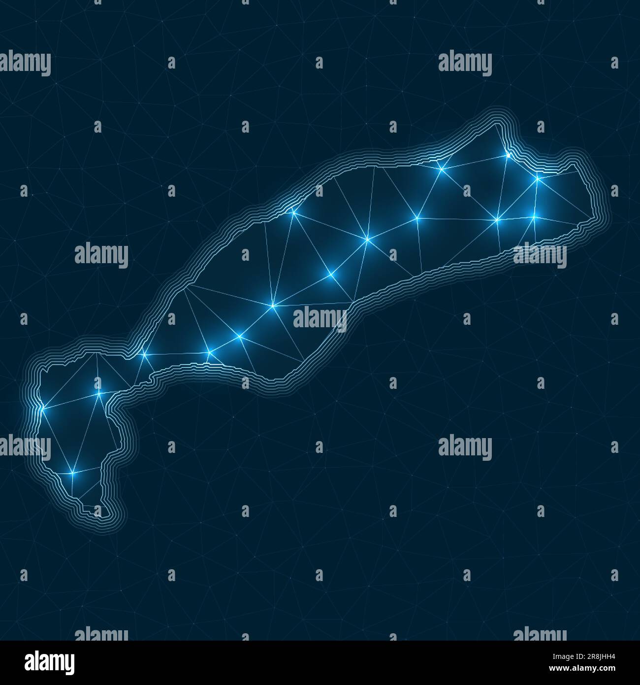 Kos network map. Abstract geometric map of the island. Digital ...