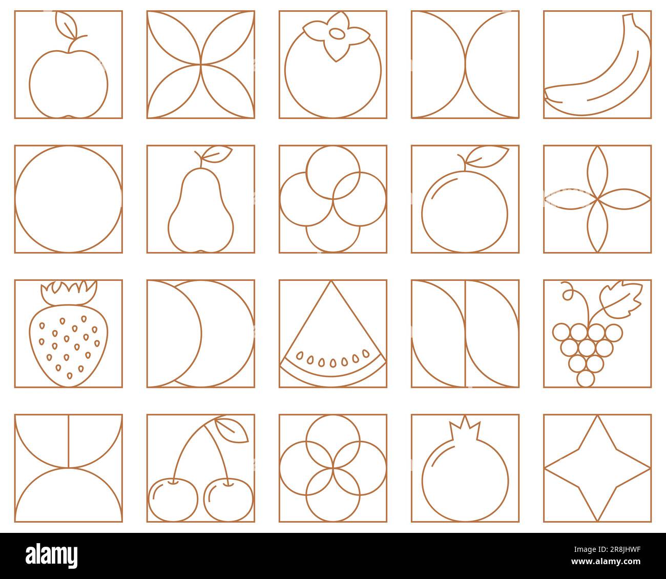 Geometric food floral pattern. Natural organic plant fruit shape eco ...