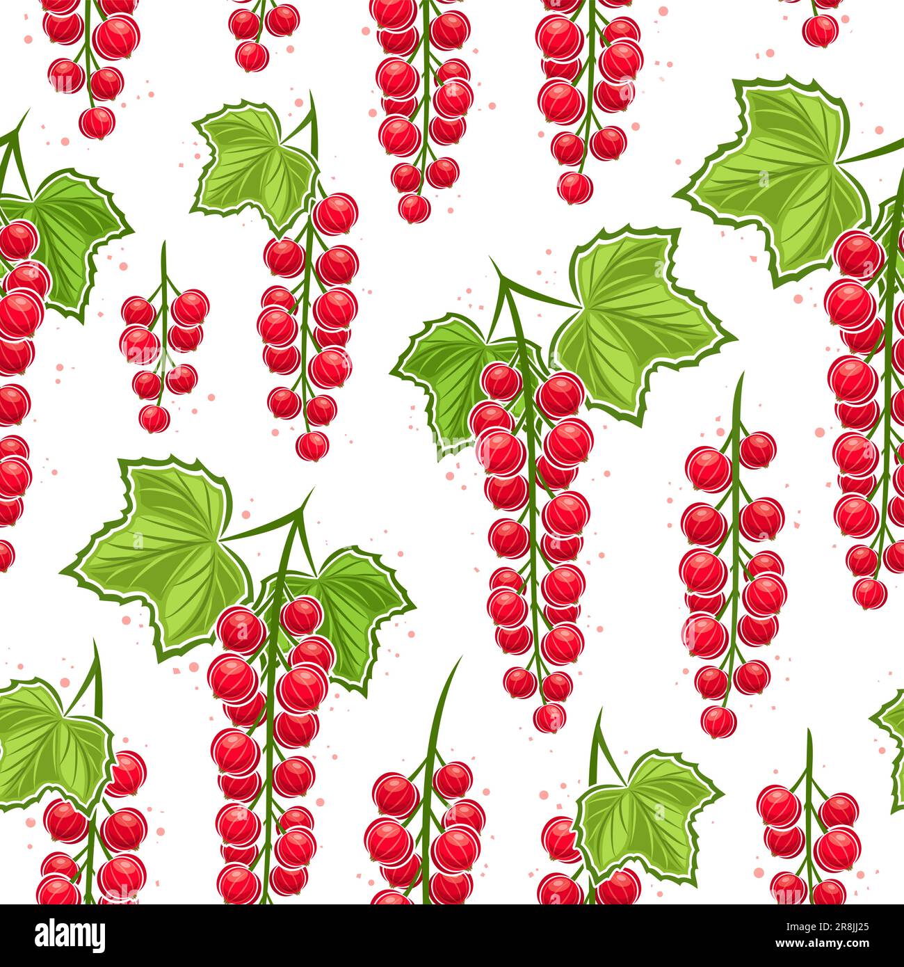 Vector Red Currant Branches seamless pattern, repeat background with ...