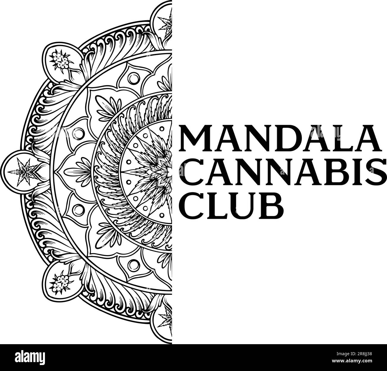Classic mandala cannabis club swirl logo ornament illustrations ...