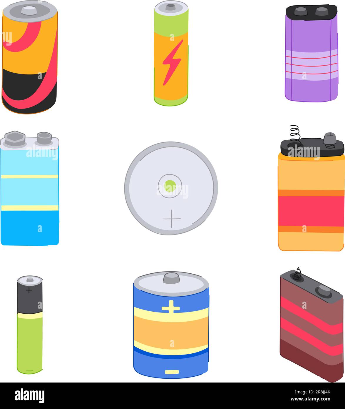 battery energy set cartoon vector illustration Stock Vector Image & Art ...
