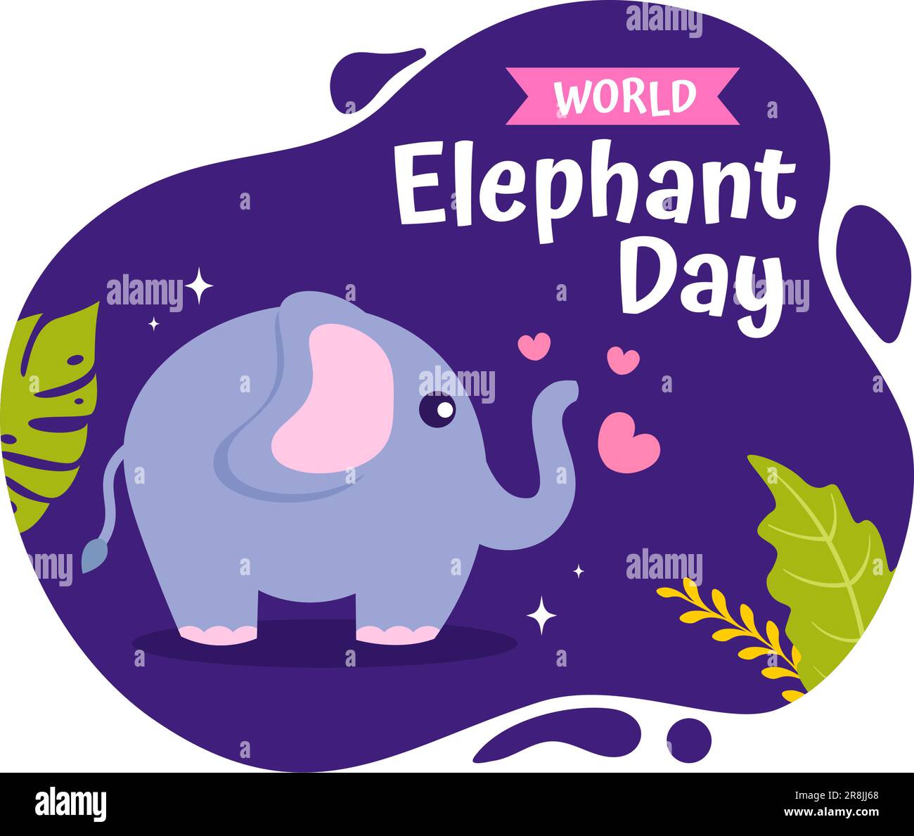 World Elephant Day Vector Illustration on 12 August with Elephants ...