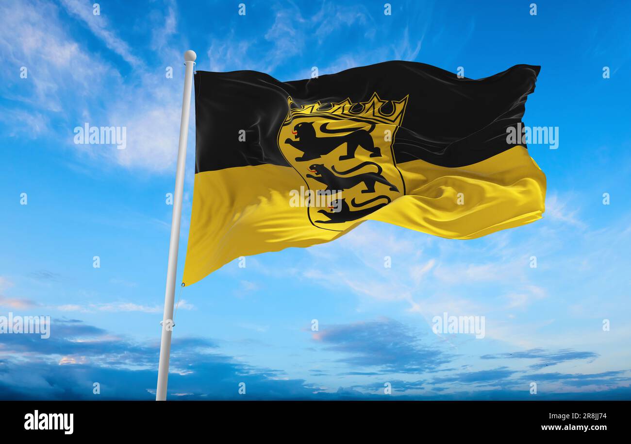 flag of German peoples Swabians at cloudy sky background, panoramic ...