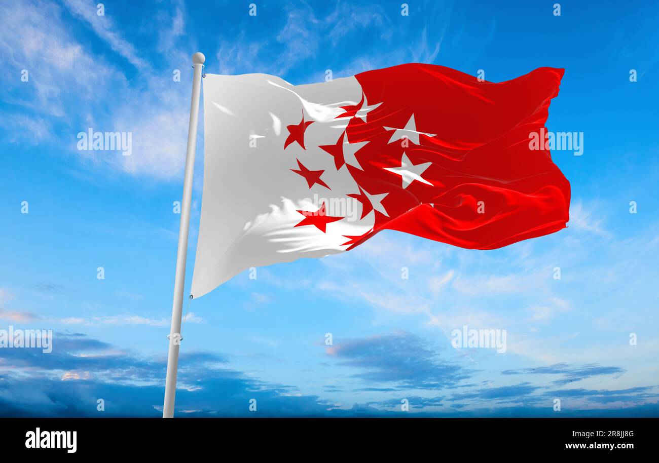 flag of German peoples Walser people at cloudy sky background ...
