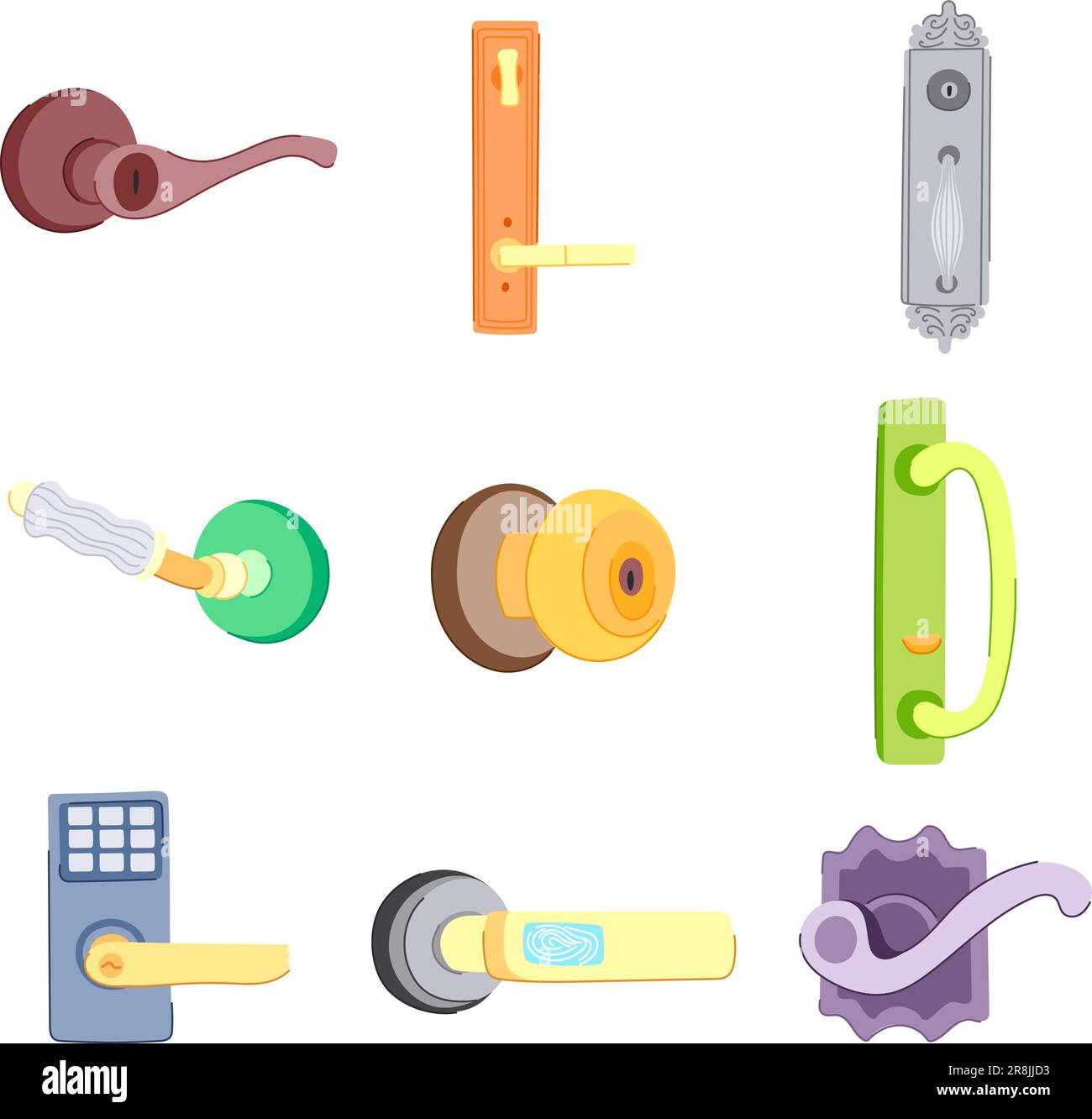 door handle set cartoon vector illustration Stock Vector Image & Art ...