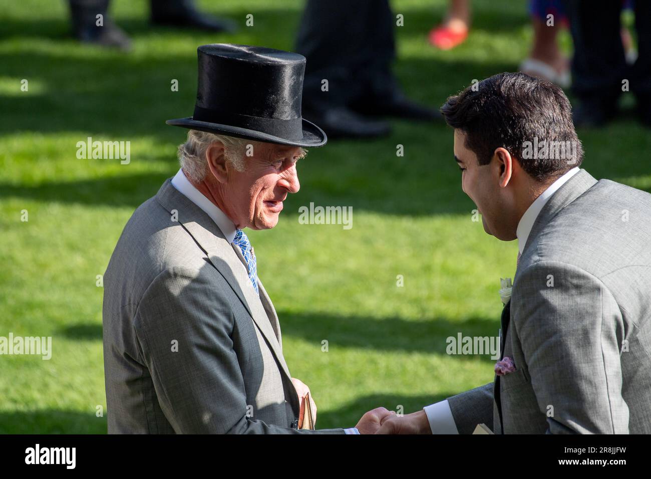 Ascot, Berkshire, UK. 21st June, 2023. His Majesty the King shakes ...