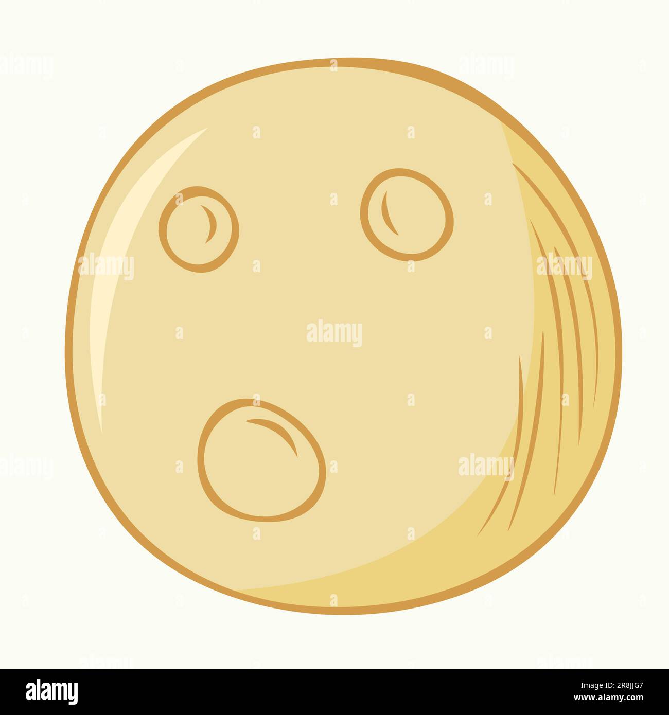 Hand drawn illustration of a yellow full moon with lunar craters ...