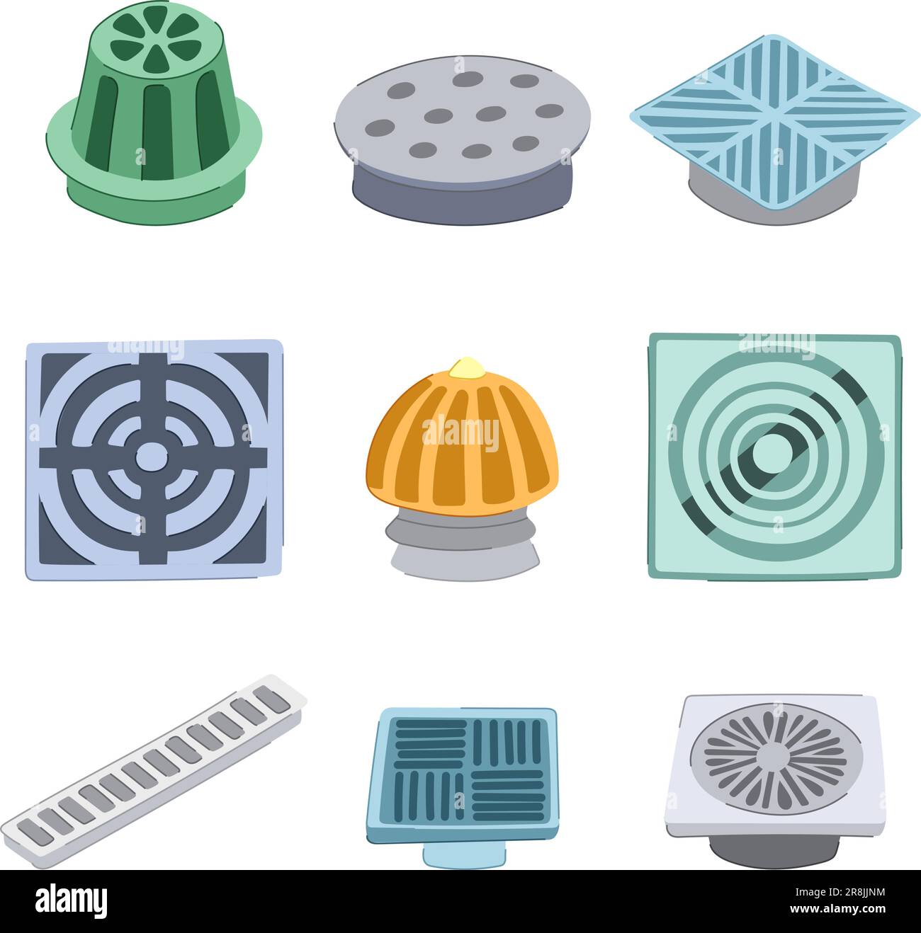 drainage grate set cartoon vector illustration Stock Vector Image & Art ...