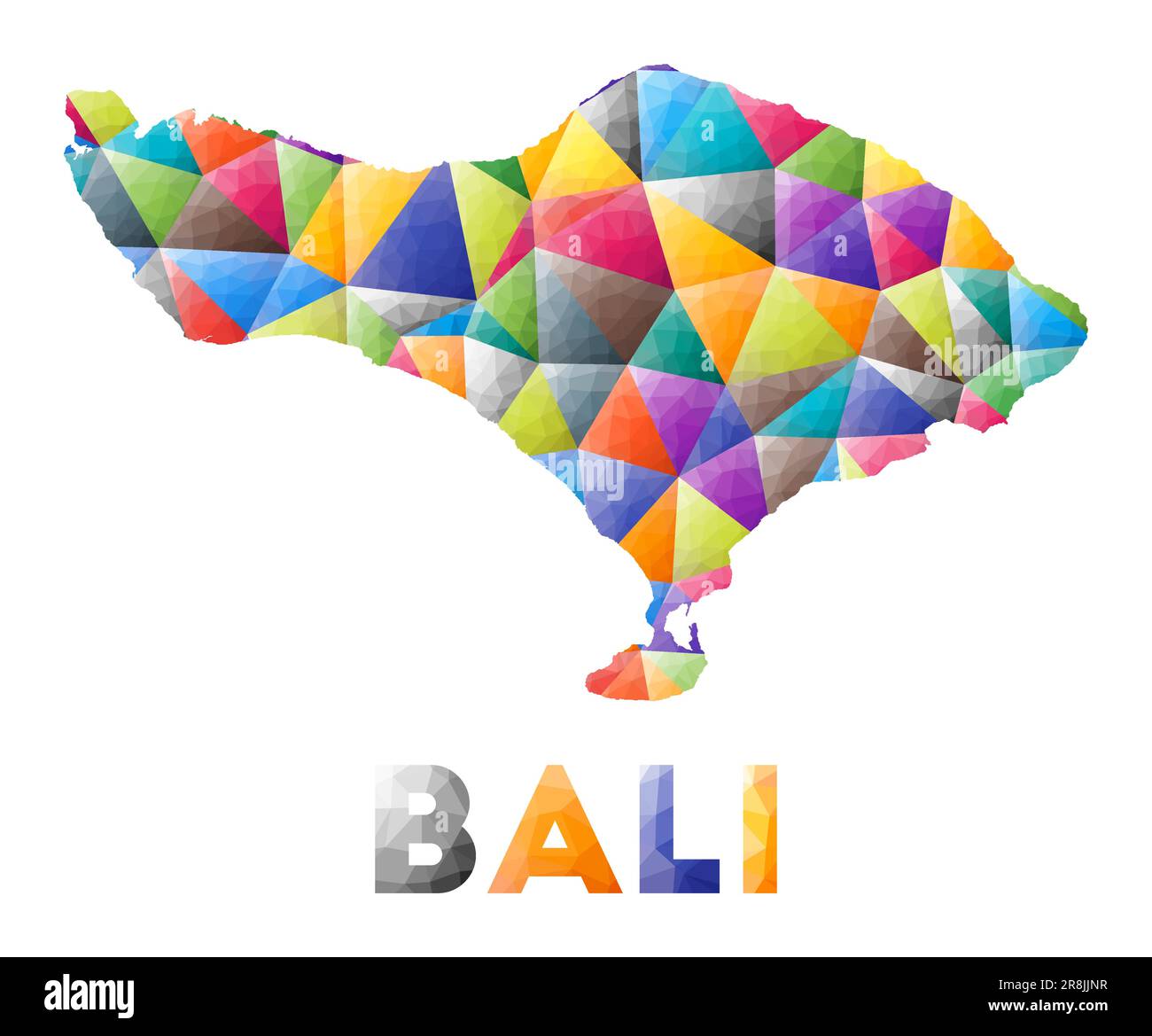 Bali - colorful low poly island shape. Multicolor geometric triangles ...