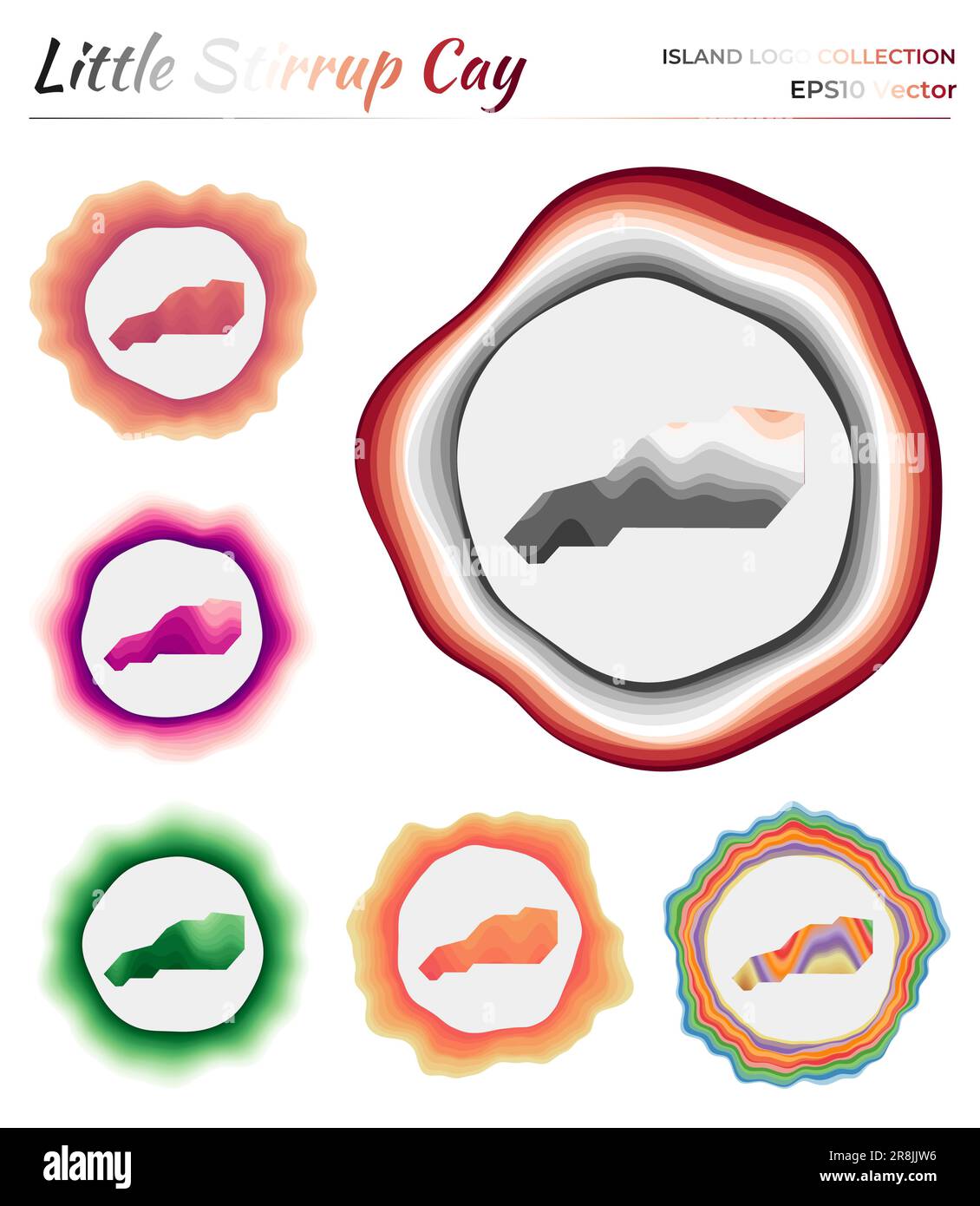 Little Stirrup Cay logo collection. Colorful badge of the island ...