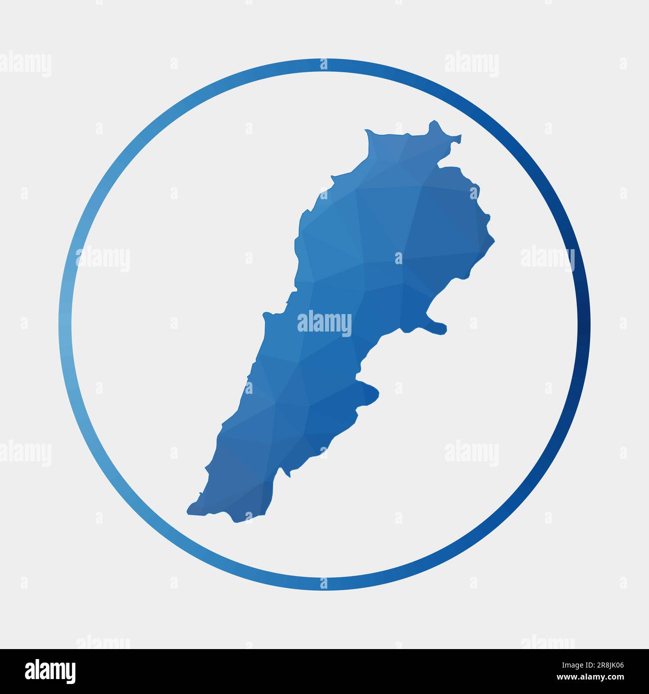 Lebanon icon. Polygonal map of the country in gradient ring. Round low ...