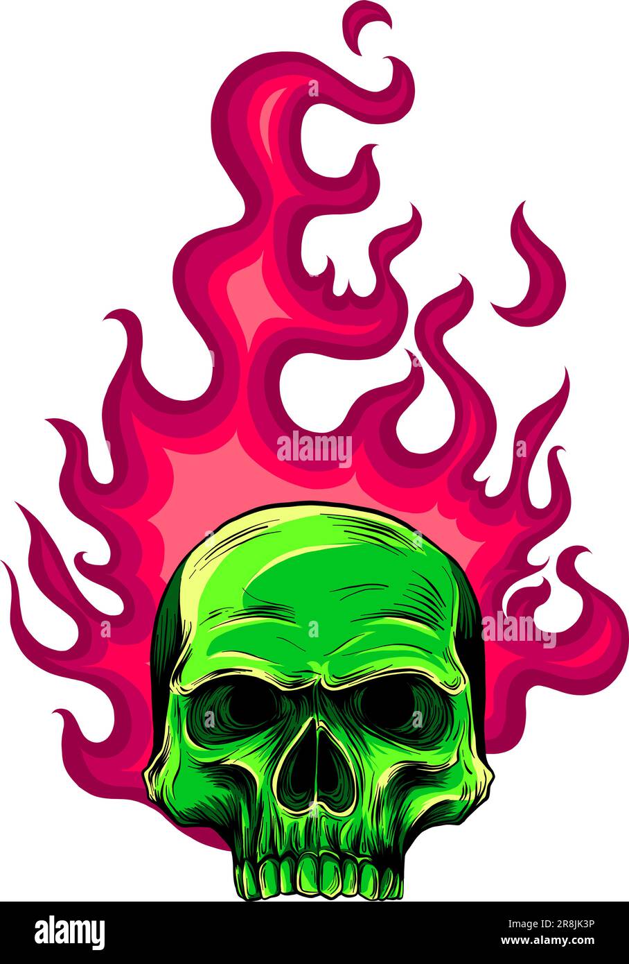 Skull on Fire with Flames Vector Illustration Stock Vector Image & Art ...