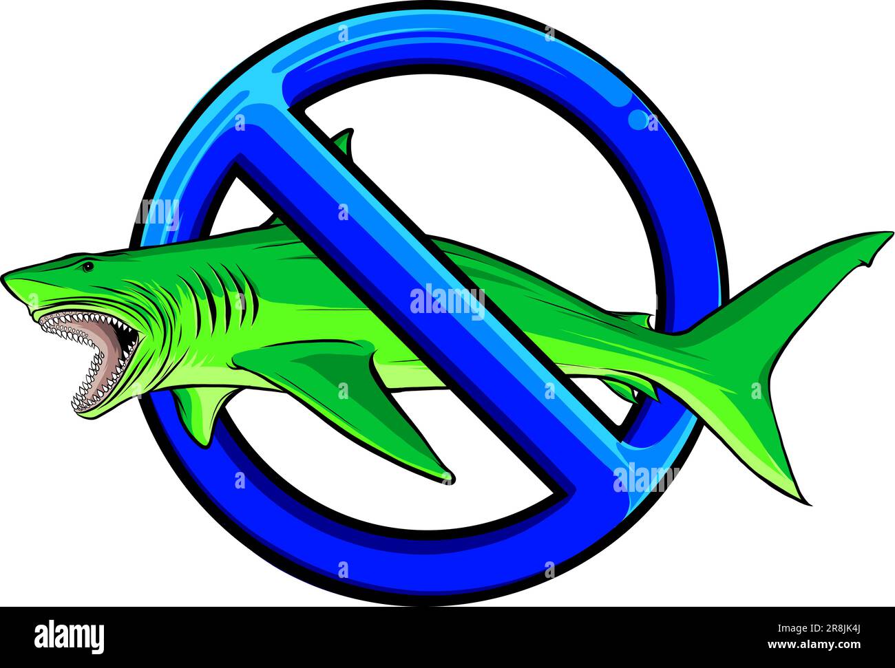 a gray shark with prohibitory sign vector illustration Stock Vector ...