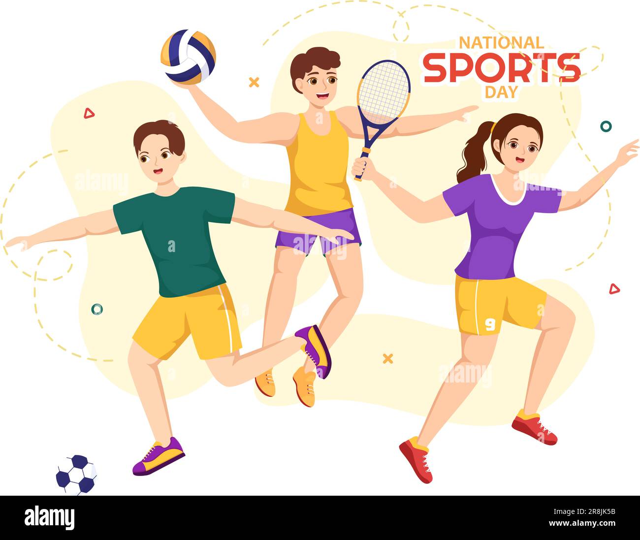 National Sports Day Vector Illustration with Sportsperson from ...