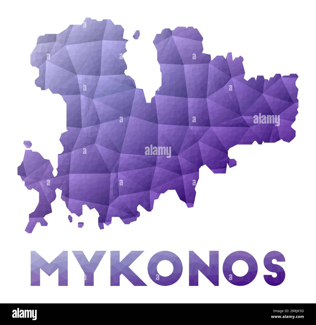Map of Mykonos. Low poly illustration of the island. Purple geometric ...