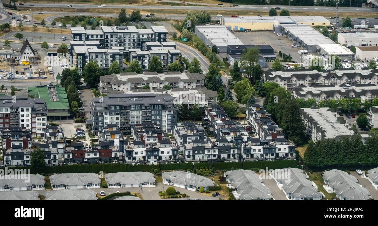 Aerial view of the residential town area of beautiful suburb of ...