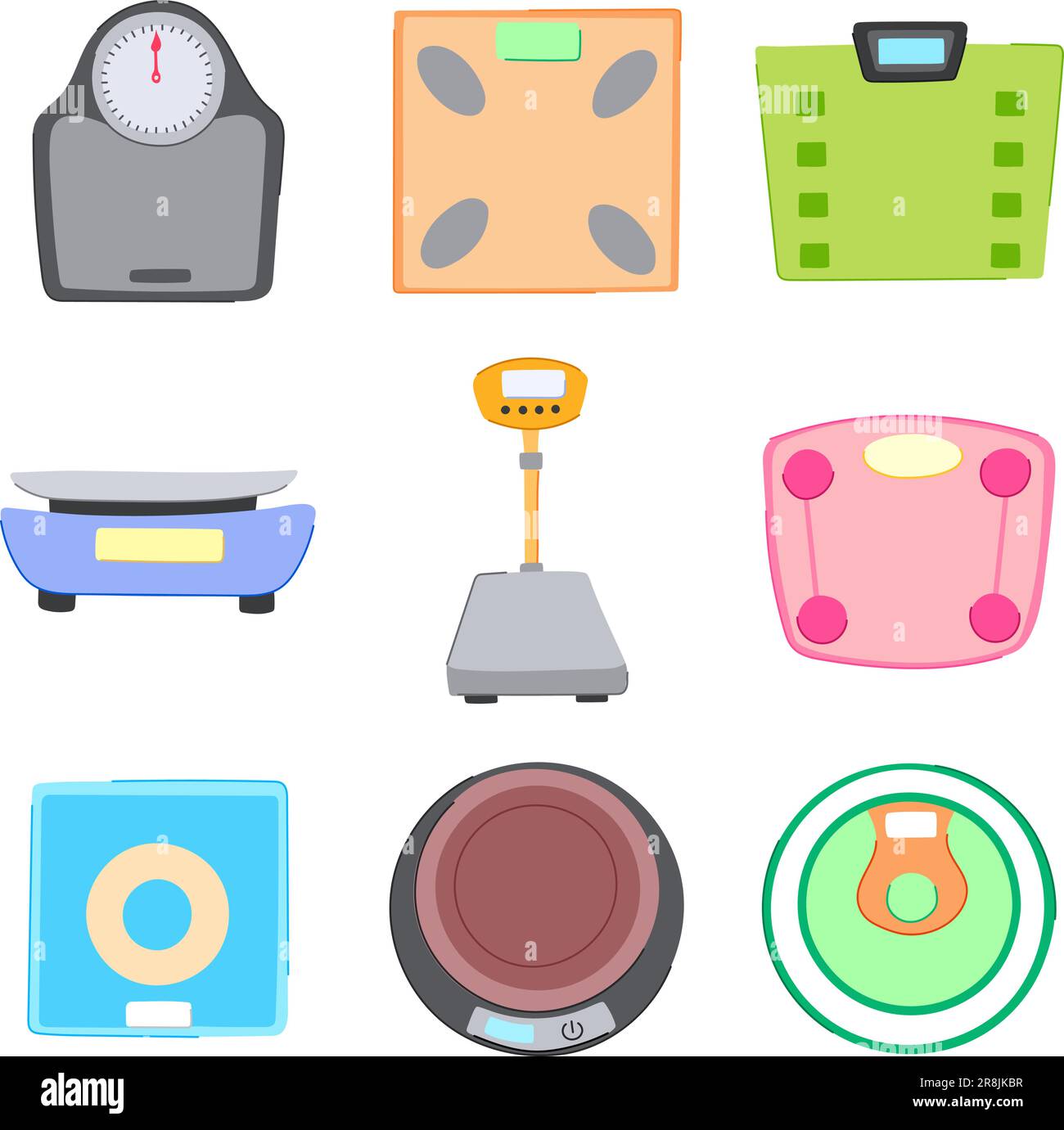 weigh scales set cartoon vector illustration Stock Vector Image & Art ...