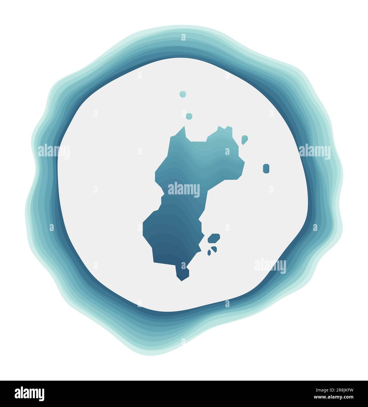 Mustique logo. Badge of the island. Layered circular sign around ...