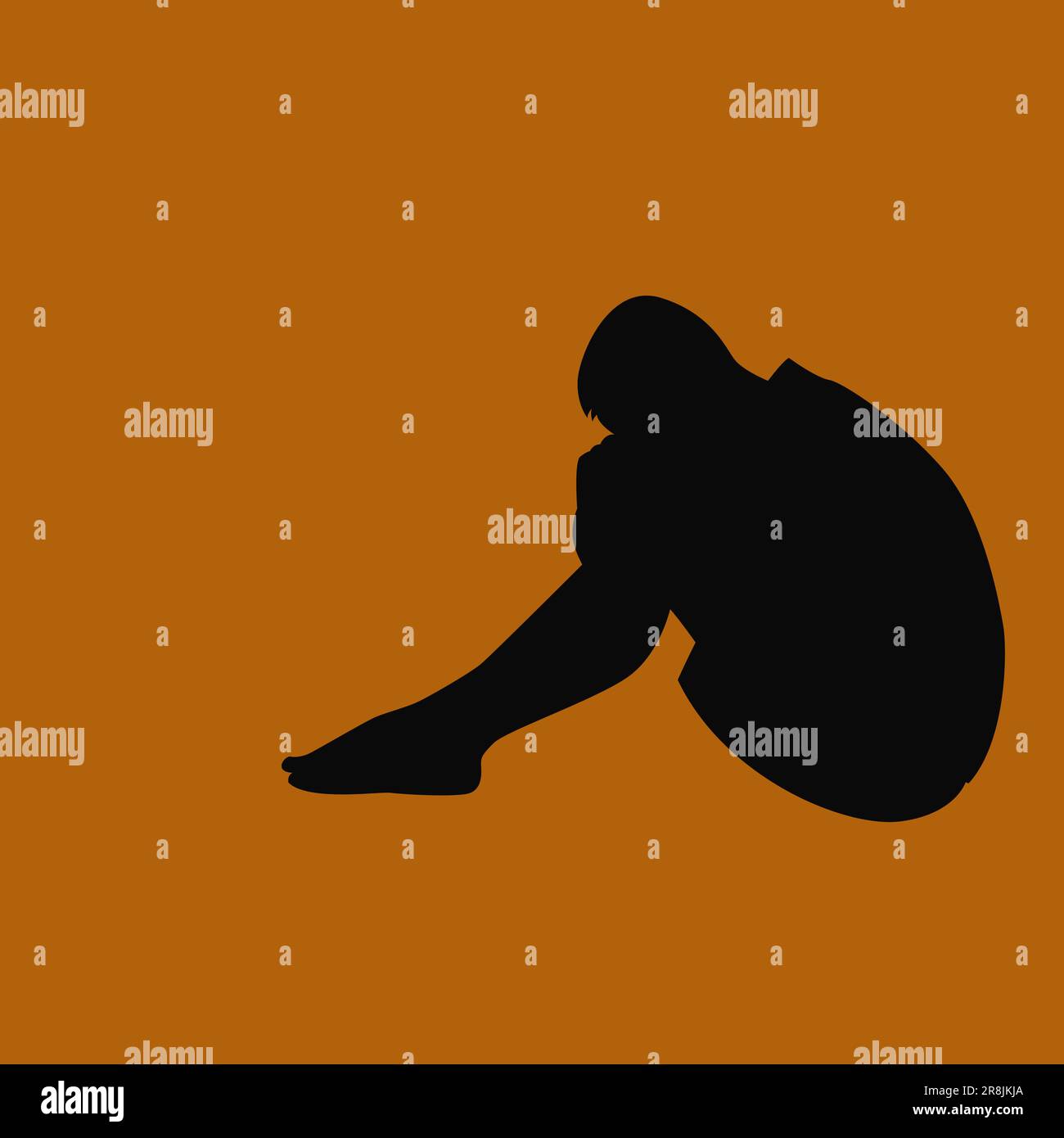 Sad unhappy guy feeling lonely Stock Vector Images - Alamy