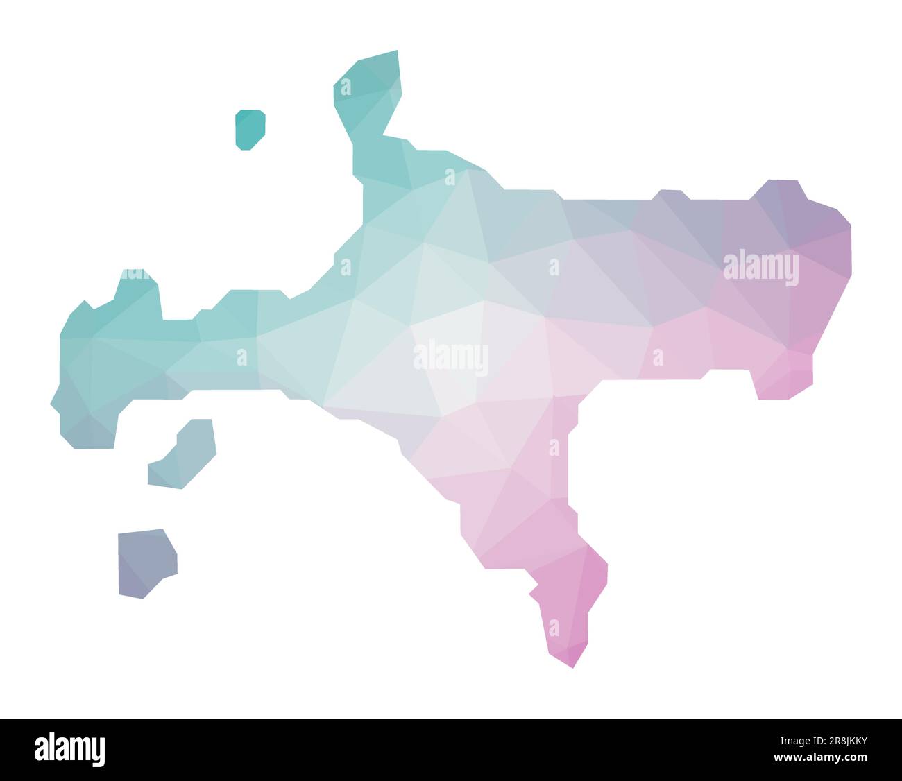 Polygonal map of Ko Mak. Geometric illustration of the island in emerald and amethyst colors. Ko ...