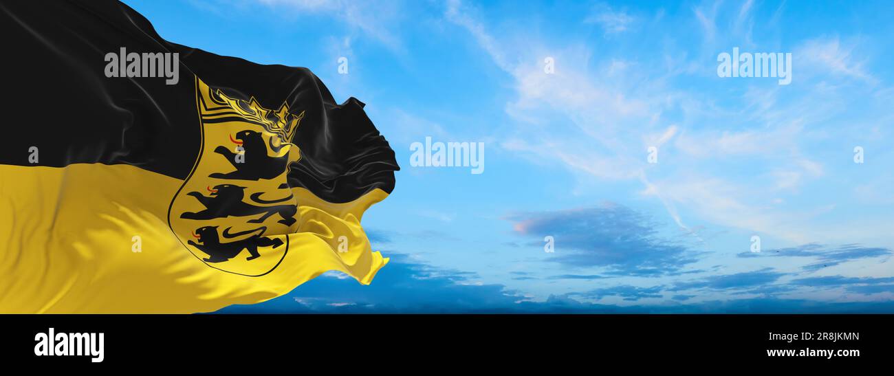flag of German peoples Swabians at cloudy sky background, panoramic ...