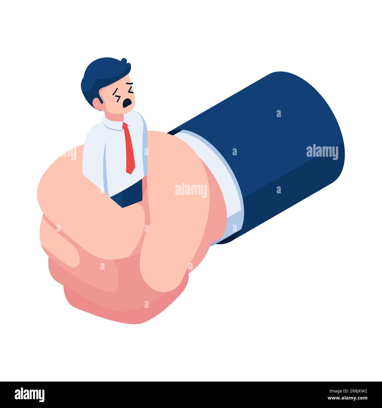 Flat 3d Isometric Businessman Being Squeezed by Giant Hand. Oppression ...