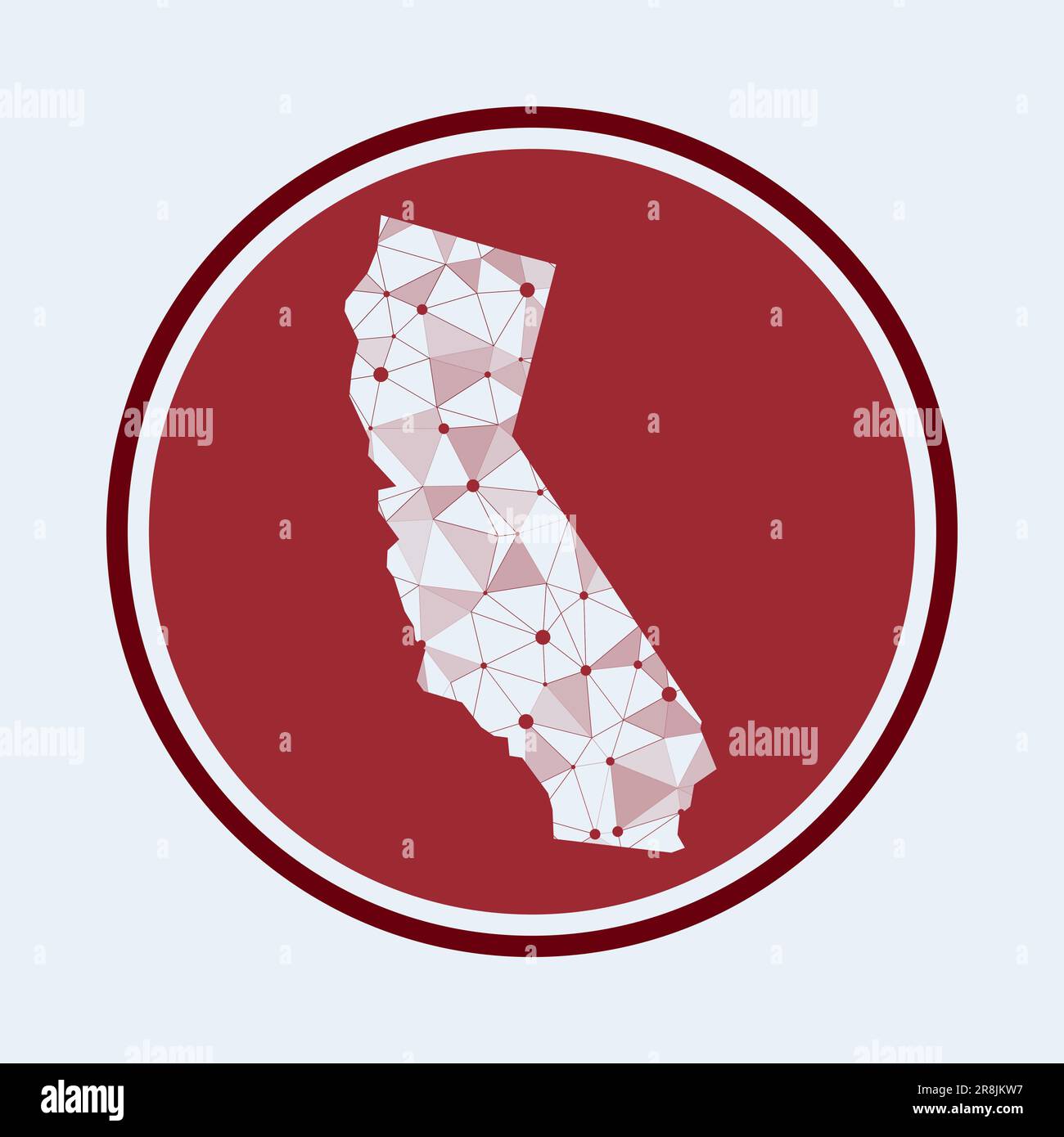 California icon. Trendy tech logo of the US state. Geometric mesh round ...