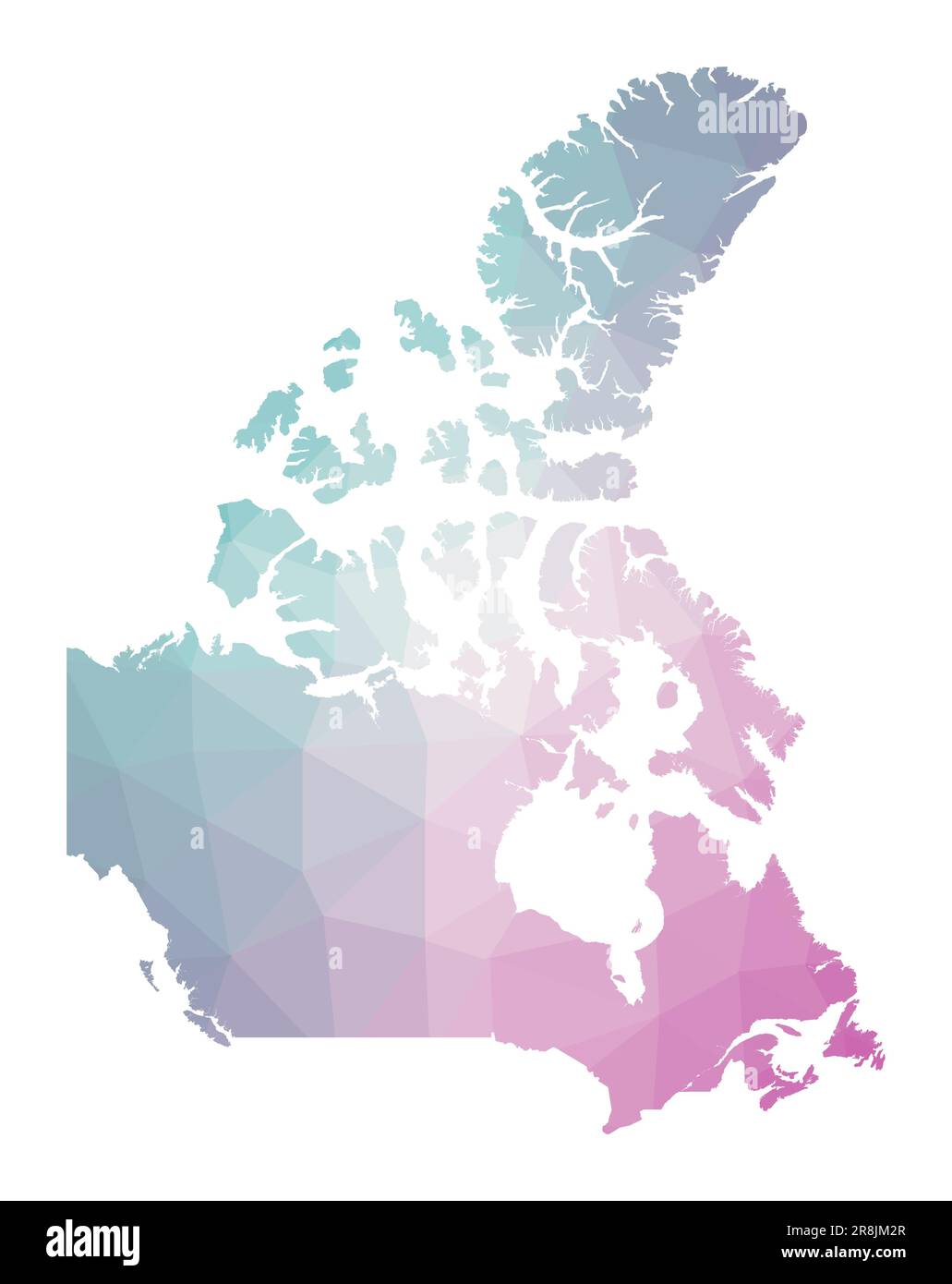 Polygonal map of Canada. Geometric illustration of the country in ...