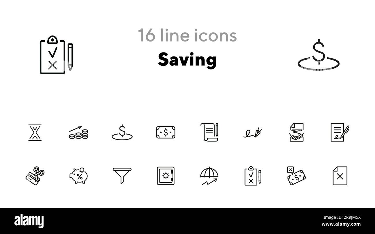 Saving line icon set Stock Vector Image & Art - Alamy