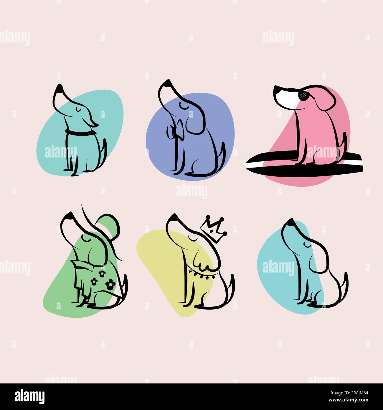 dog line art vector colors Stock Vector Image & Art - Alamy