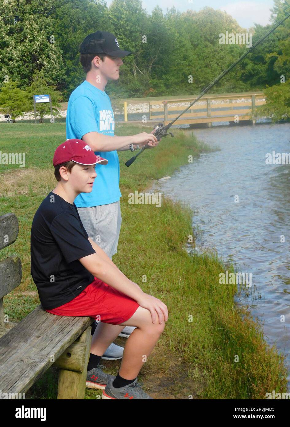 Cameron Yates, 18, of Jonesboro, Ark., fishes at Crowley's Ridge State ...