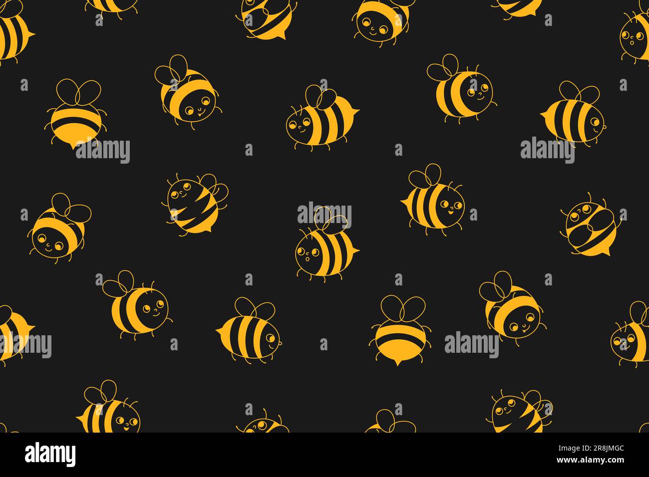 Bee honey cartoon seamless pattern. Kids honeybee insect characters ...
