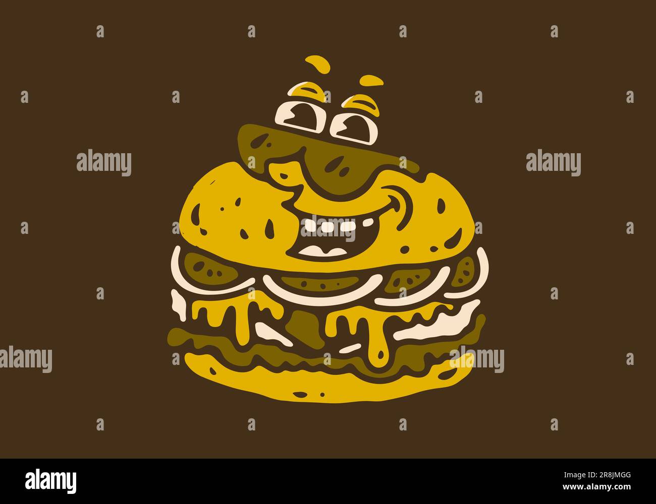 Vintage mascot character design of a burger laughing and wearing ...