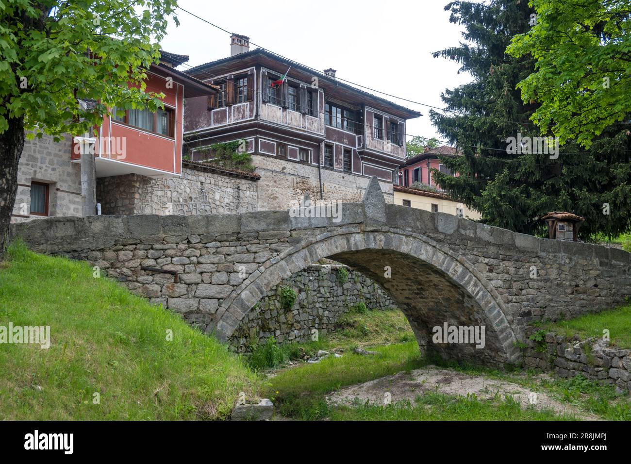 Typical Street and old houses in historical town of Koprivshtitsa ...