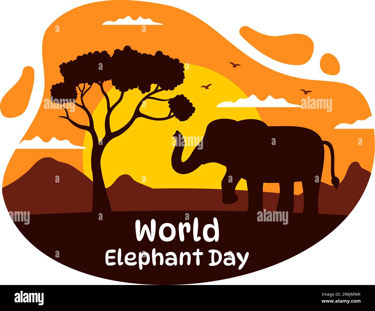World Elephant Day Vector Illustration on 12 August with Elephants ...