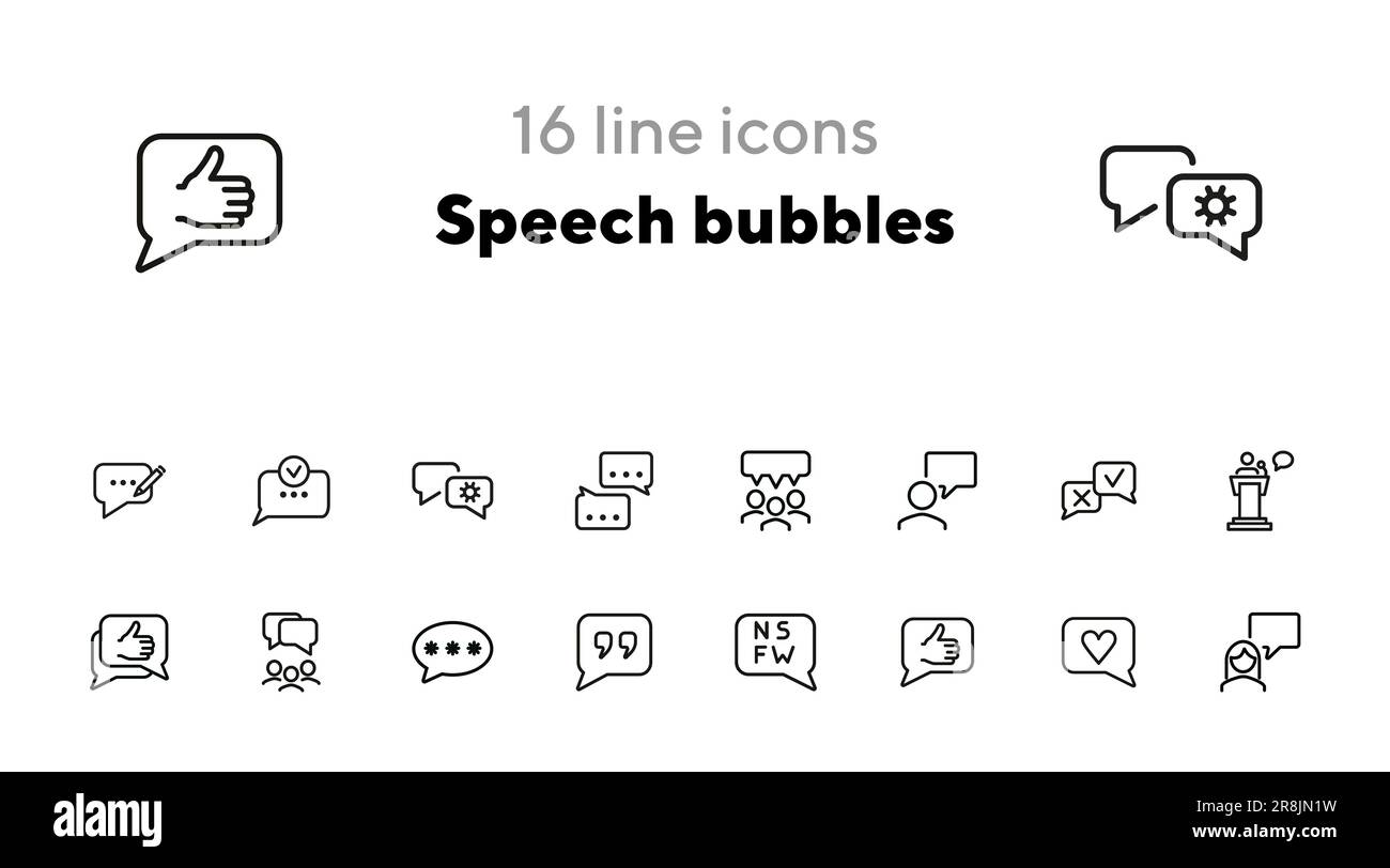 Speech bubbles line icon set Stock Vector Image & Art - Alamy
