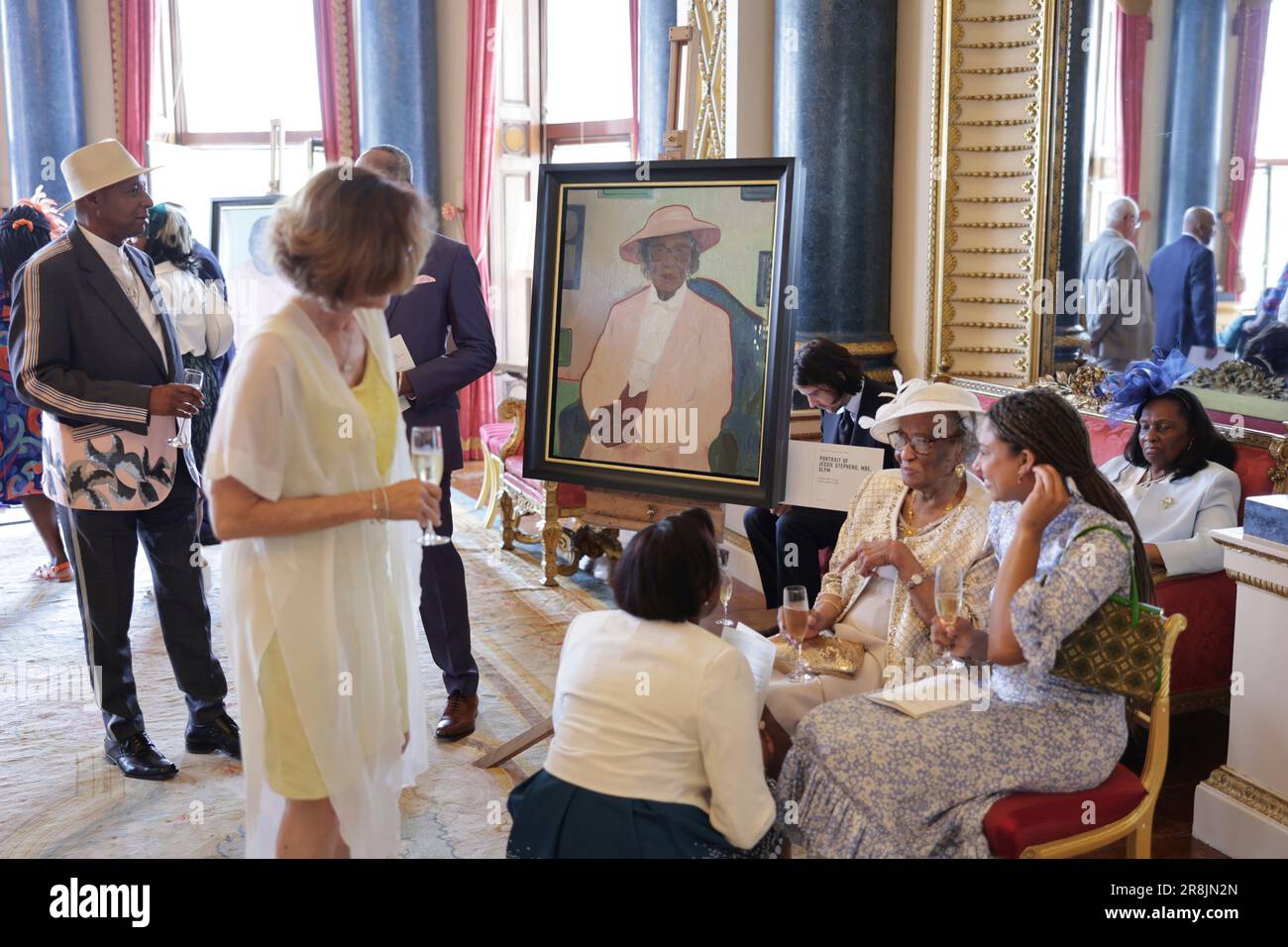 A view of Jessie Stephens with her family during a reception at ...