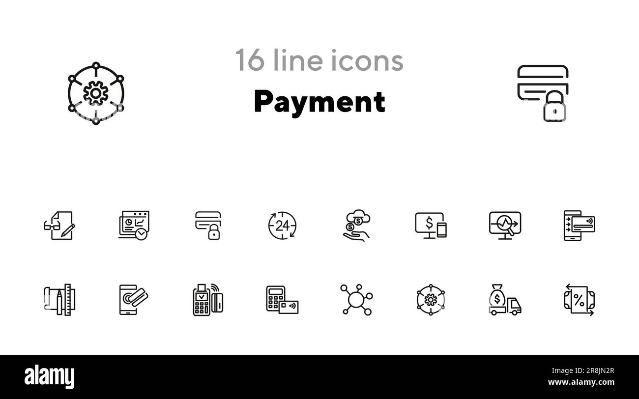 Payment line icon set Stock Vector Image & Art - Alamy