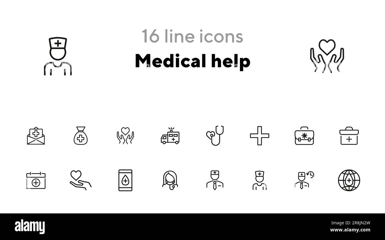 Medical help icon set Stock Vector Image & Art - Alamy