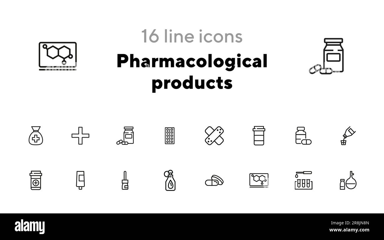 Pharmacological products icon set Stock Vector Image & Art - Alamy