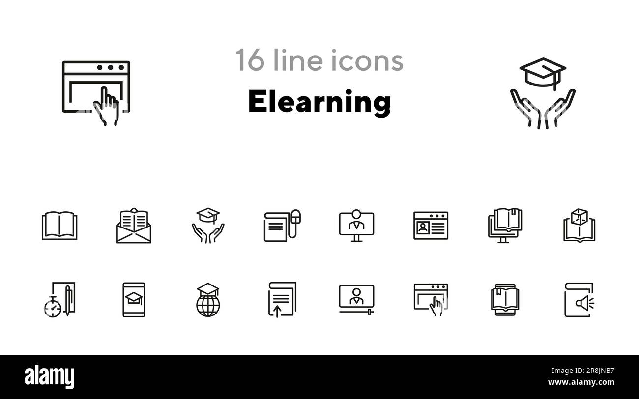 E-learning line icon set Stock Vector Image & Art - Alamy