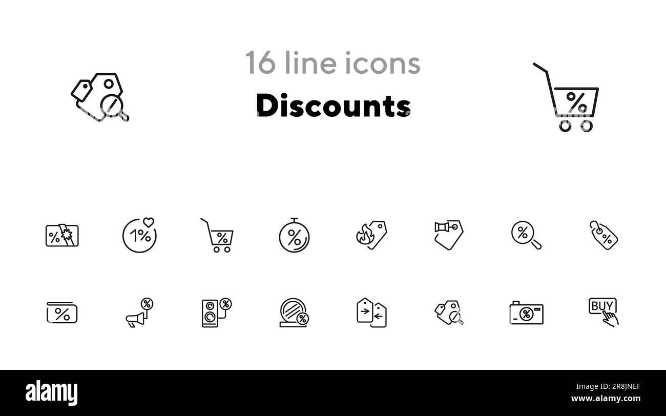 Discounts line icon set Stock Vector Image & Art - Alamy