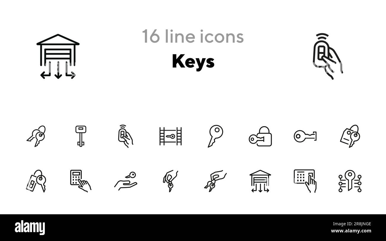 Keys line icon set Stock Vector Image & Art - Alamy