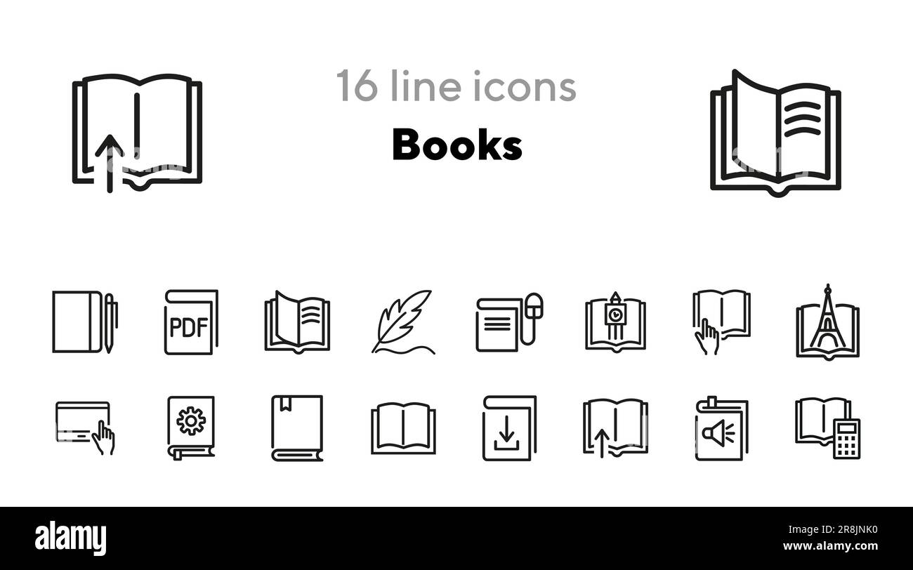 Books line icon set Stock Vector Image & Art - Alamy